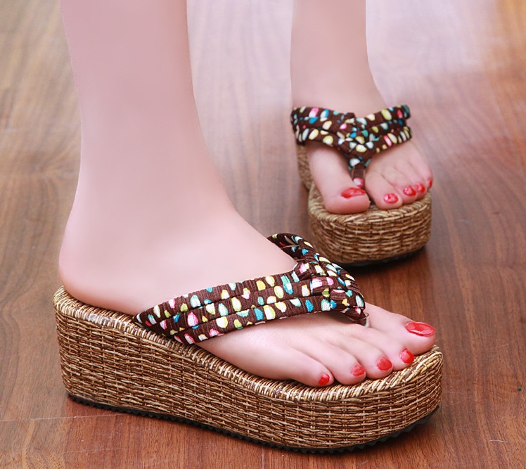 2015 Casual Summer Sandals And Slippers Cane Bottomed Female Floral ...